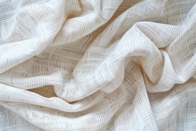 Close-up View of Textured Fabric with Grid-like Pattern in White, Beige ...