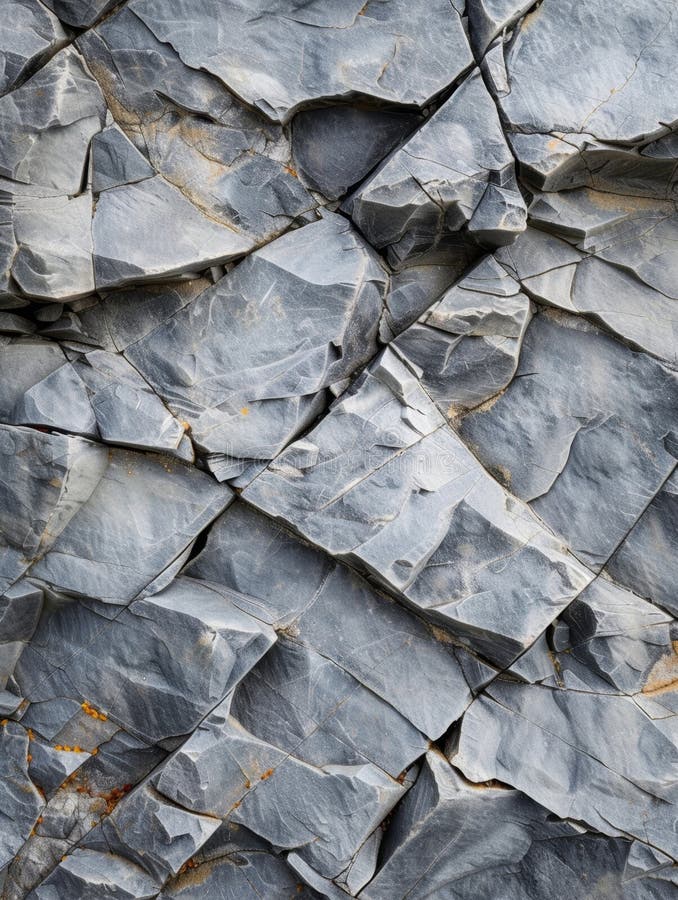 Close-up View of a Textured Gray Slate Wall with Varied Stone Sizes and ...