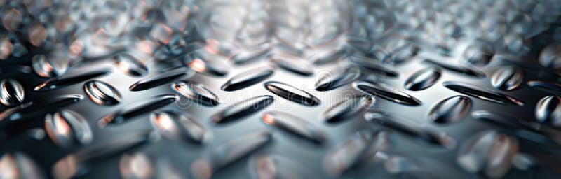 Close-Up View of Textured Metal Surface with Diamond Pattern Under Dim ...