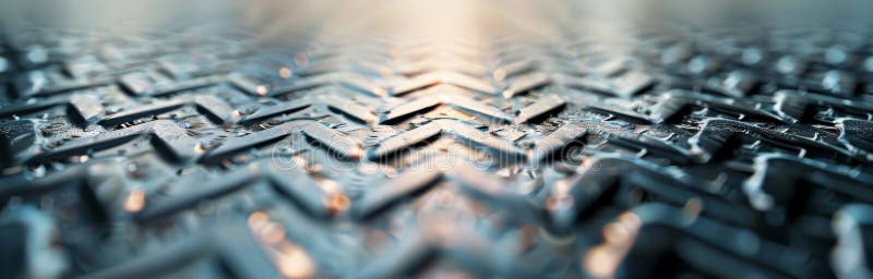 Close-Up View of Textured Metal Surface with Diamond Pattern Under Dim ...