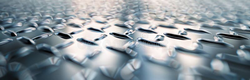 Close-Up View of Textured Metal Surface with Diamond Pattern Under Dim ...