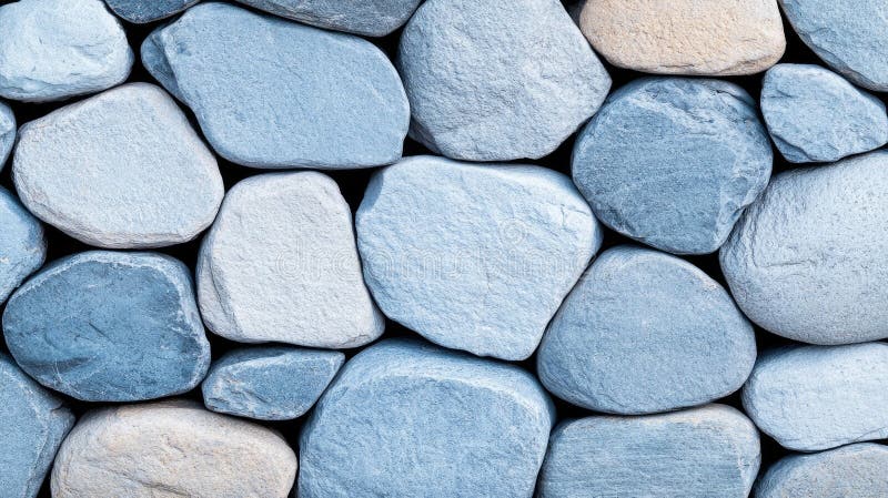 A Close-up View of a Textured Stone Wall Featuring a Variety of Blue ...
