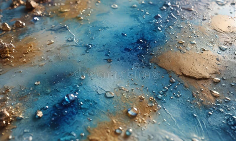 Close-up View Textured Surface with Blue, Gold, and Brown Hues ...