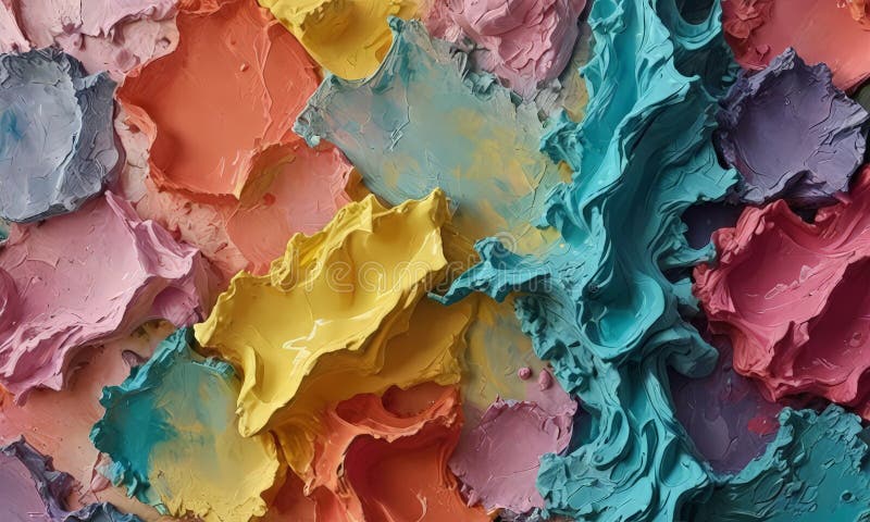 Close-up View Textured Surface with Vibrant Array Multicolored Paint ...