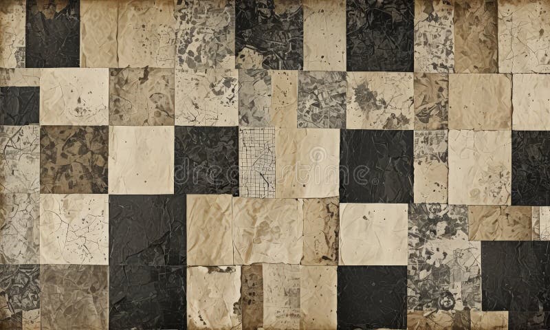 Close-up View Textured Wall with Grid-like Pattern Square Tiles in ...