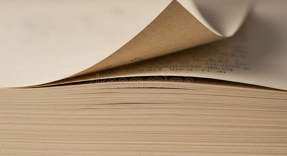 A Close-up View of a Thick Stack of Beige Paper, with One Page ...