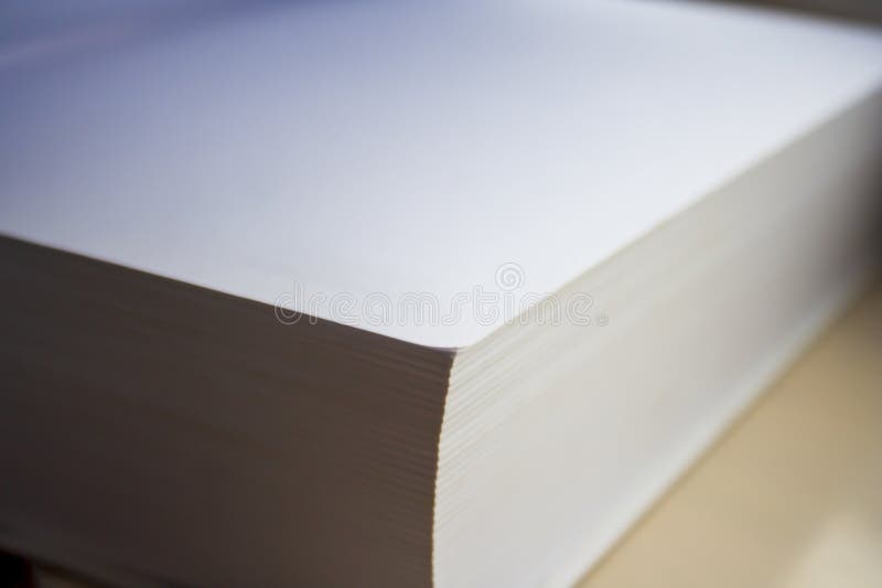 Close-up View of a Thick Stack of White, Blank Paper with a Smooth Edge, Ideal for Office, Art ...