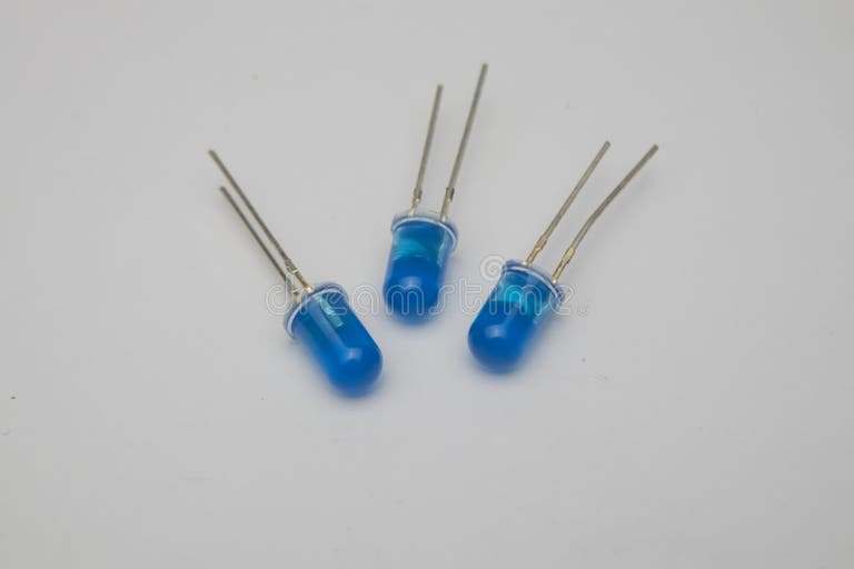 Close-up View of Three Blue LED (Light Emitting Diode) Components on a ...