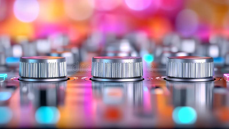 Silver Control Knobs on Audio Mixer Stock Illustration - Illustration ...