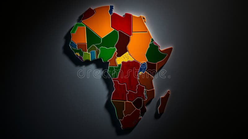 A Colorful, Textured Map of Africa, Highlighting Its Diverse Regions ...