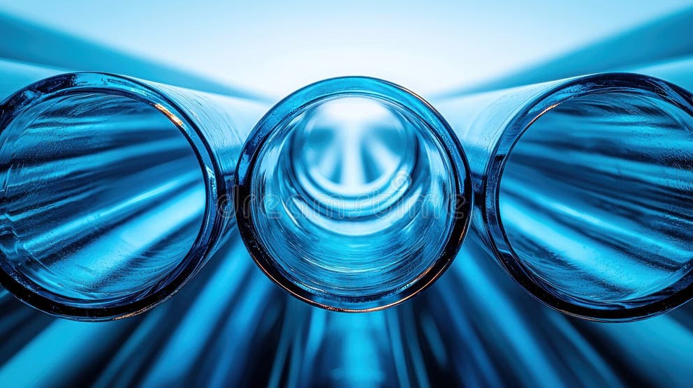 Close-up View of Three Glass Tubes, Lab Setting, Abstract Design Stock ...