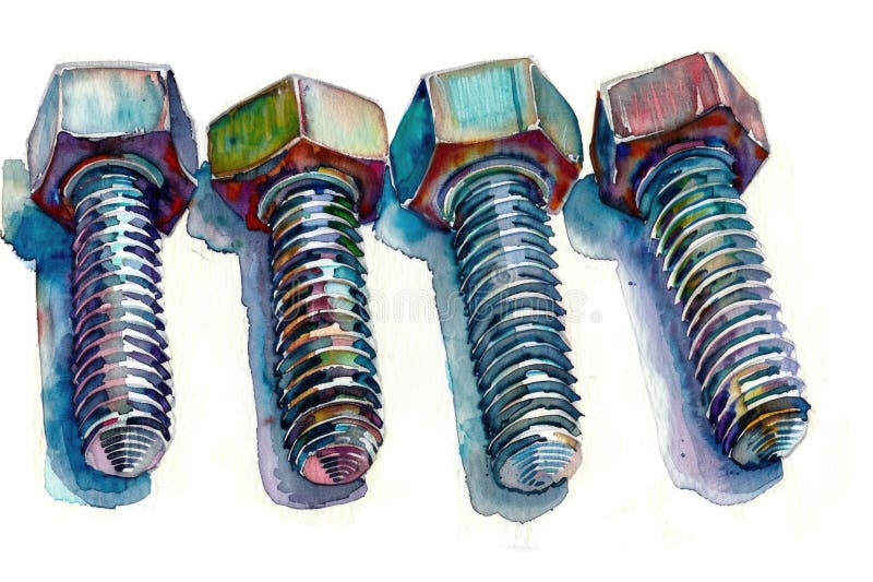 Close-up View of Three Screws on a Plain White Background. Suitable for ...