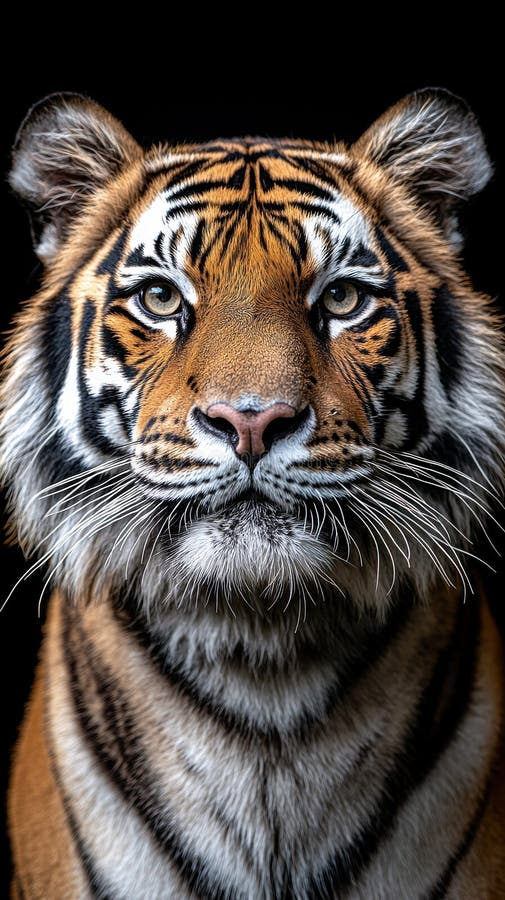 Close-up View of a Tiger Showcasing Its Large Face and Distinctive ...