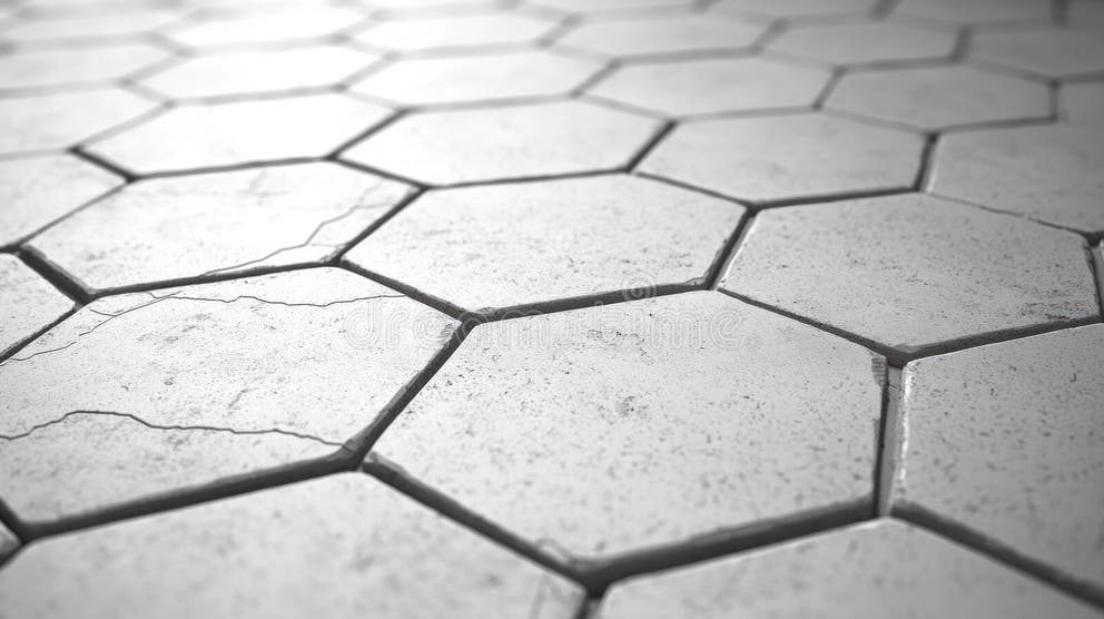 A Close-up View of a Tiled Floor, Showcasing the Hexagonal Pattern and ...