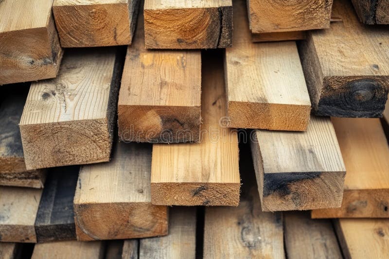 Stacked Timber Planks in Warm Lighting and Soft Focus. AI Generated ...