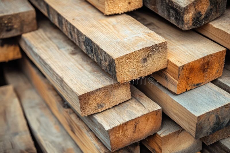 Stacked Timber Planks in Warm Lighting and Soft Focus. AI Generated ...