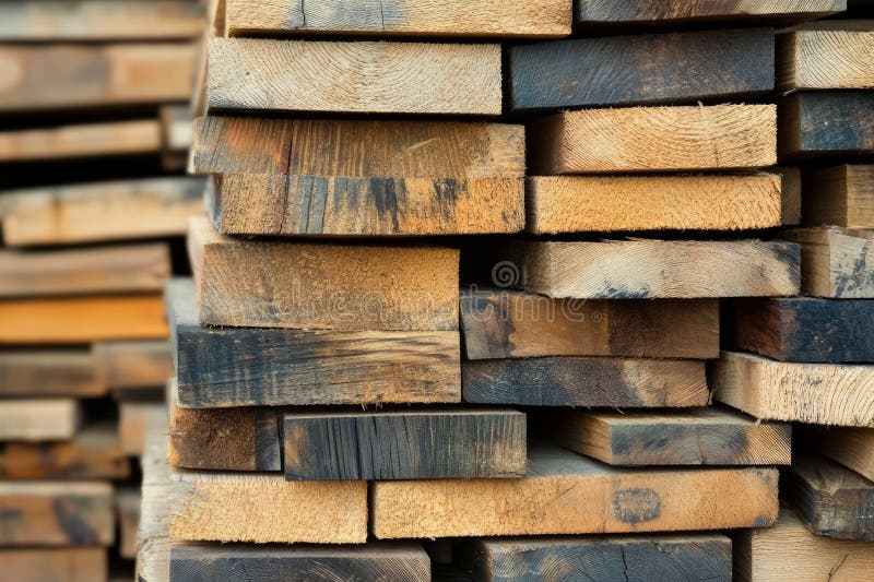 Stacked Timber Planks in Warm Lighting and Soft Focus. AI Generated ...