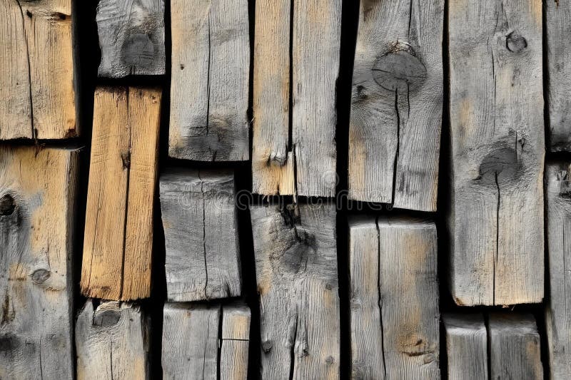 Stacked Timber Planks in Warm Lighting and Soft Focus. Artificial ...