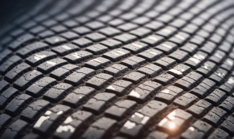 A Close-up View of a Tire Tread with a Square Pattern Stock ...
