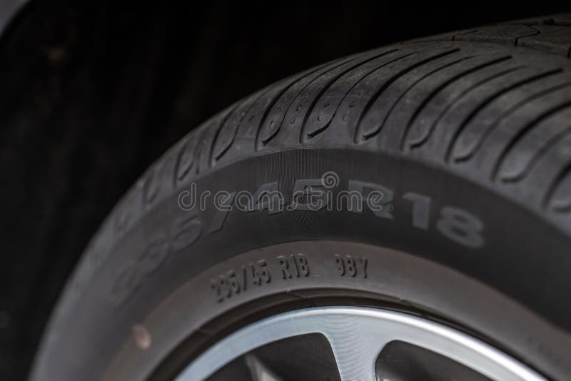 Close Up View of Tire with Tire Width, Height and Wheel Diameter ...