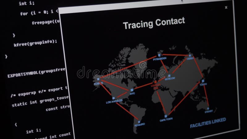 Close Up View To Screen Computer Laptop Monitor. Facilities Linked ...