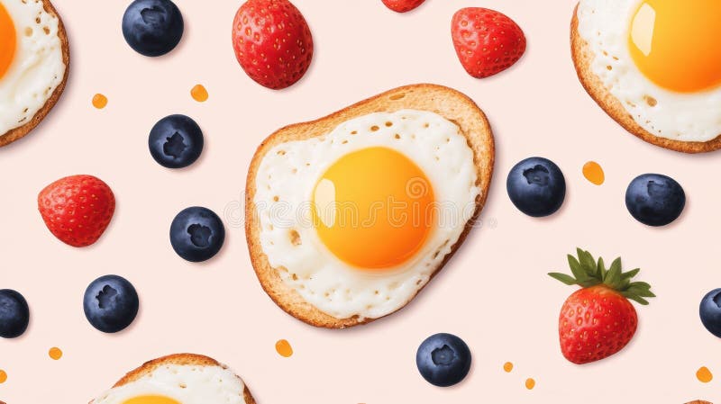 A Close-up View of a Toasted Egg and Fresh Berries Against a Pink ...