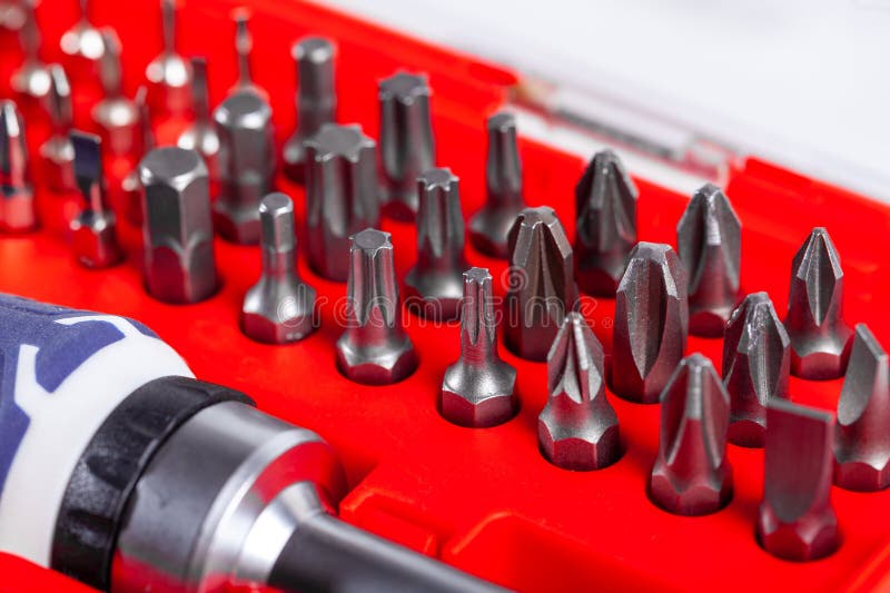 Close Up View of Tool Box of Screwdriver Set Stock Image - Image of ...