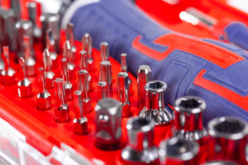 Close Up View of Tool Box of Screwdriver Set Stock Photo - Image of ...