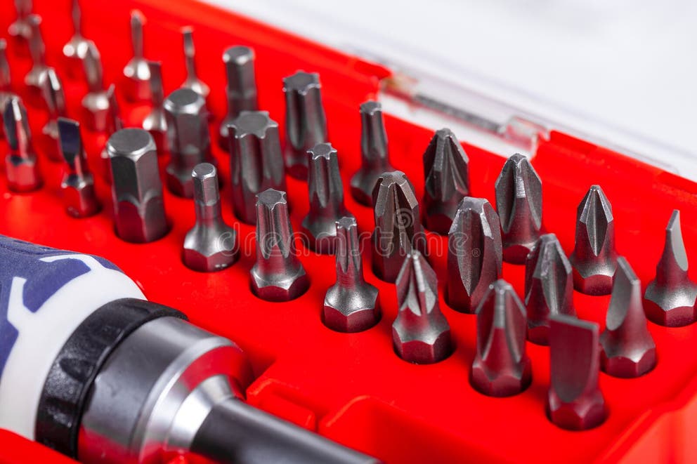 Close Up View of Tool Box of Screwdriver Set Stock Image - Image of ...