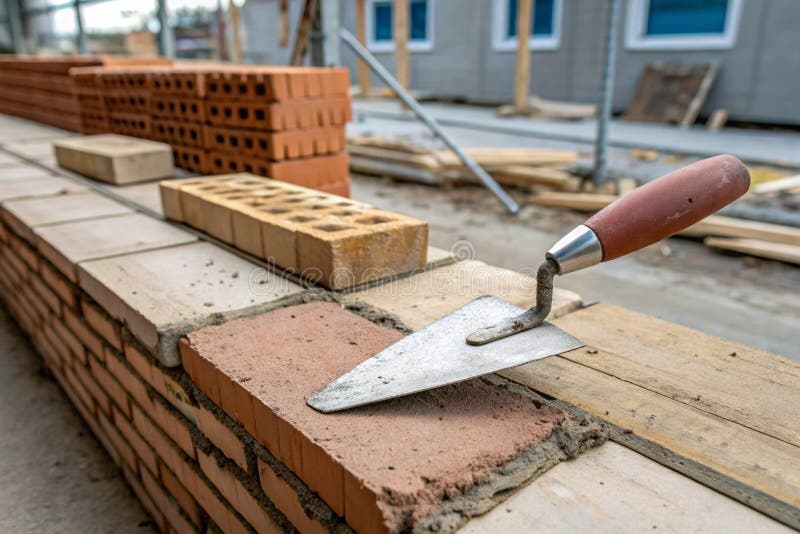 Tool for Laying Bricks on Construction Site Stock Illustration ...