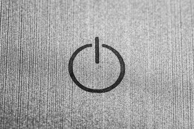 Close Up View of Touch Power Button on Metallic Surface Stock Photo ...