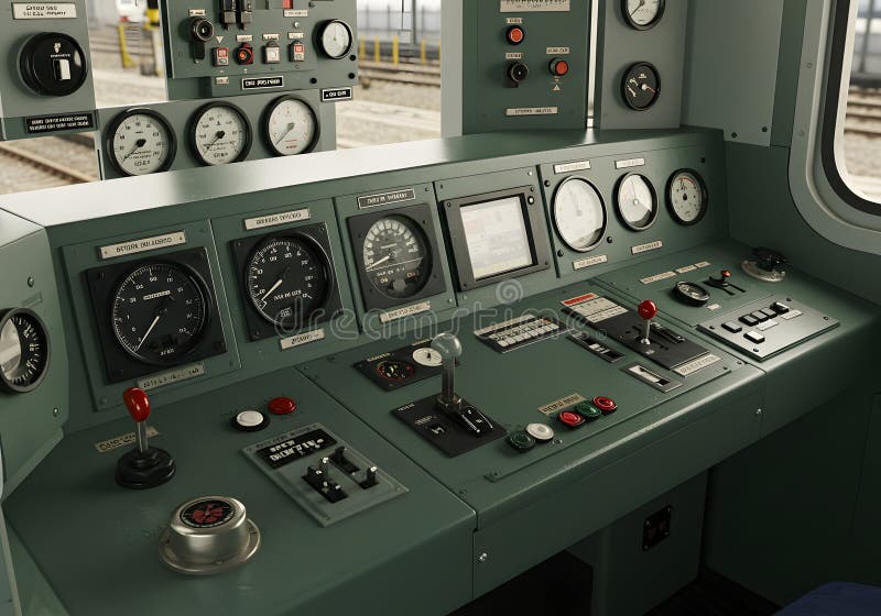 Train Control Panel Interior Stock Illustration - Illustration of panel ...
