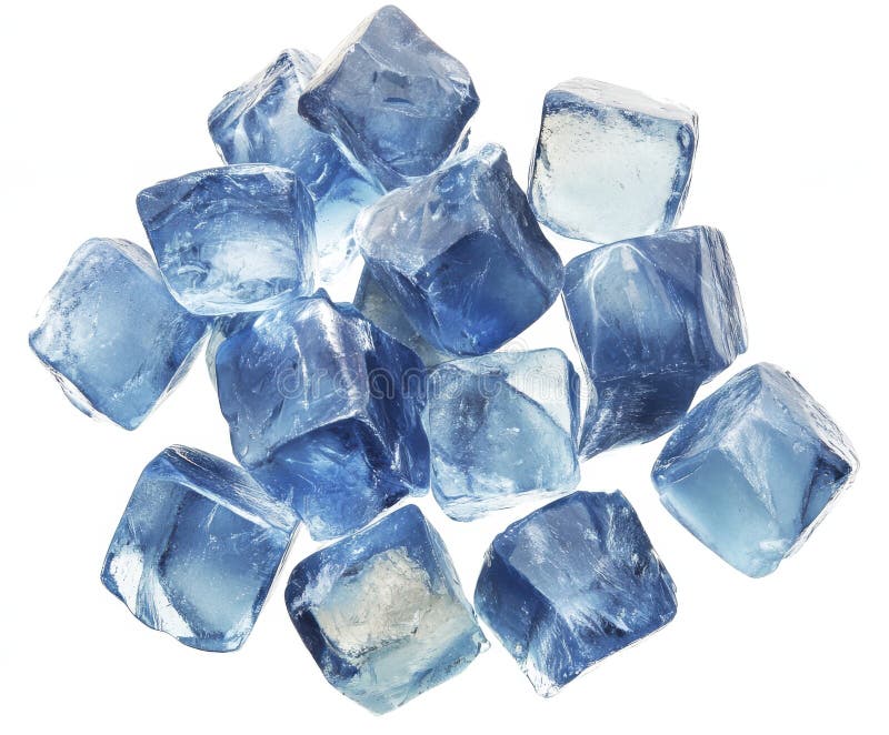 Translucent Blue Ice Cubes on White Background Stock Illustration ...