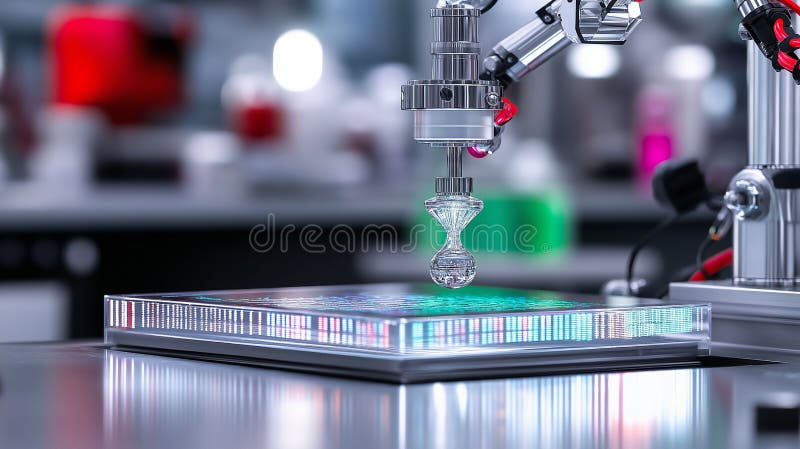 A Close-up View of a Transparent Digital Screen, with a Soft Blue Glow ...