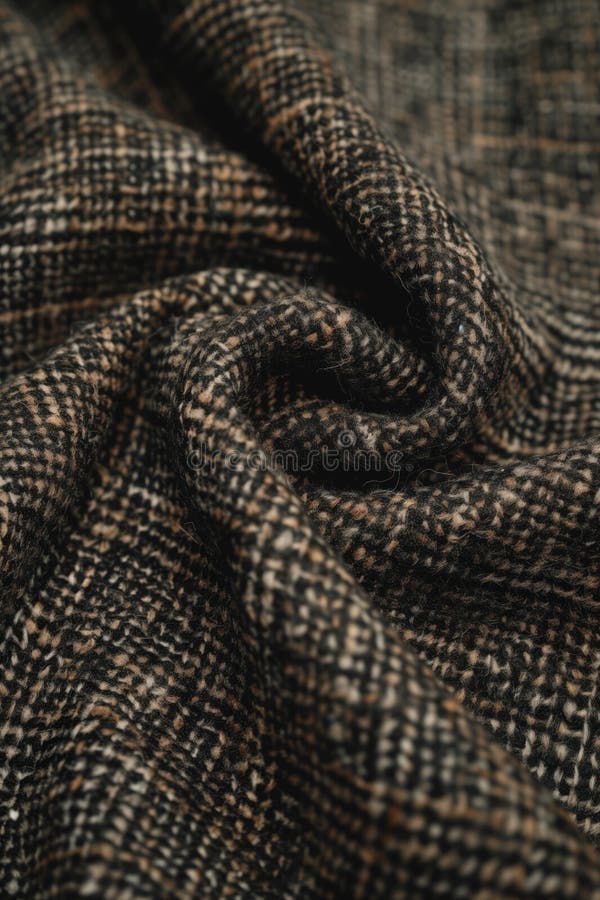 Black Fabric with White Spots Texture. Close-up View of Tweed Cloth ...