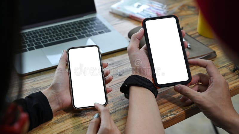 Business People Collaborating Using Smart Phone Modern Office Stock ...