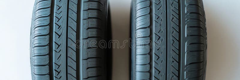 Close-up View of Two Car Tires on a White Background Showcasing ...
