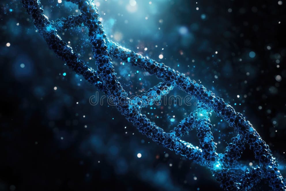 A Close-up View of Two Complementary Strands of DNA Intertwined Stock ...