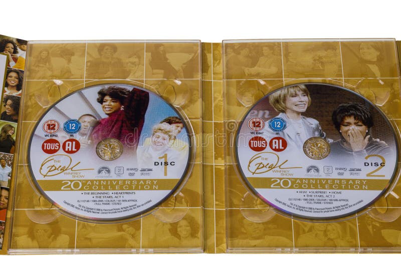 Close-up View of Two DVD Inside Oprah Winfrey 20th Anniversary Box ...