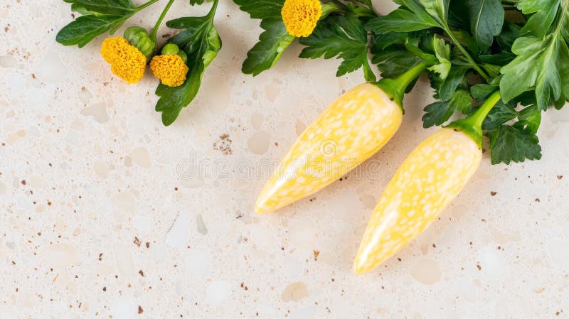 A Close-up View of Two Fresh Pale Green Scotch Bonnet Peppers Stock ...
