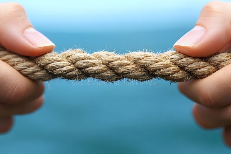Strength and Tension Concept with Hands Pulling a Sturdy Rope ...