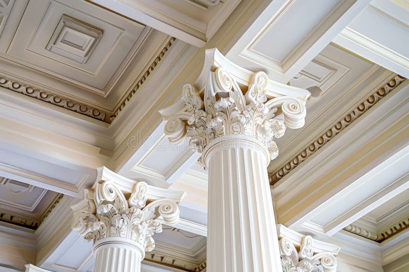 A Close-up View of Two Intricately Detailed Ionic Columns, Their ...
