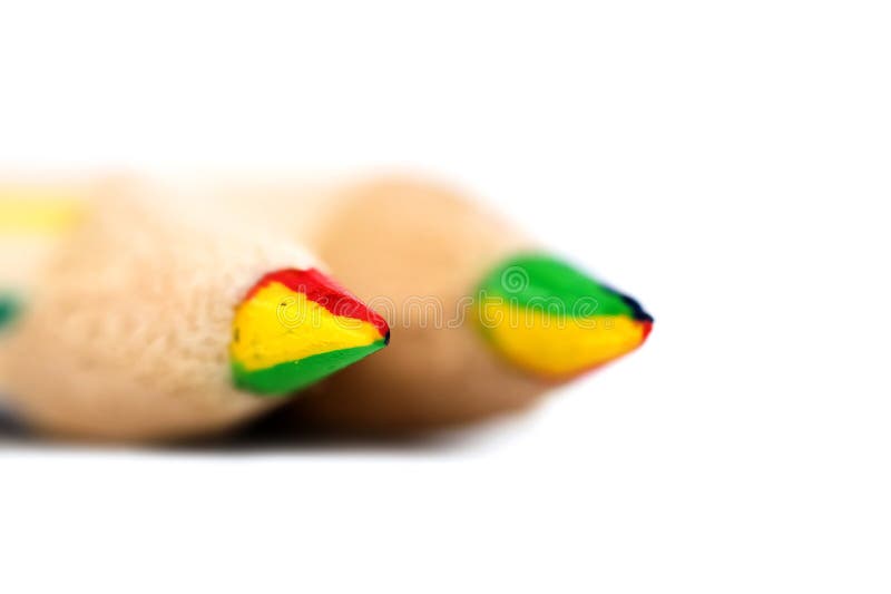Close Up View of Two Multi Color Lead Pencils Stock Photo - Image of ...
