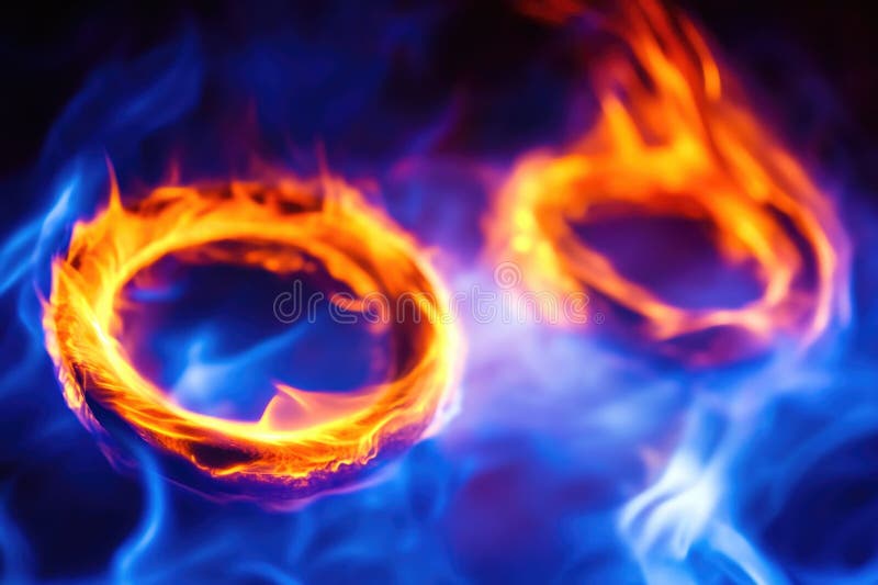 A Close-up View of Two Rings of Fire, Often Seen in Pyrotechnic ...