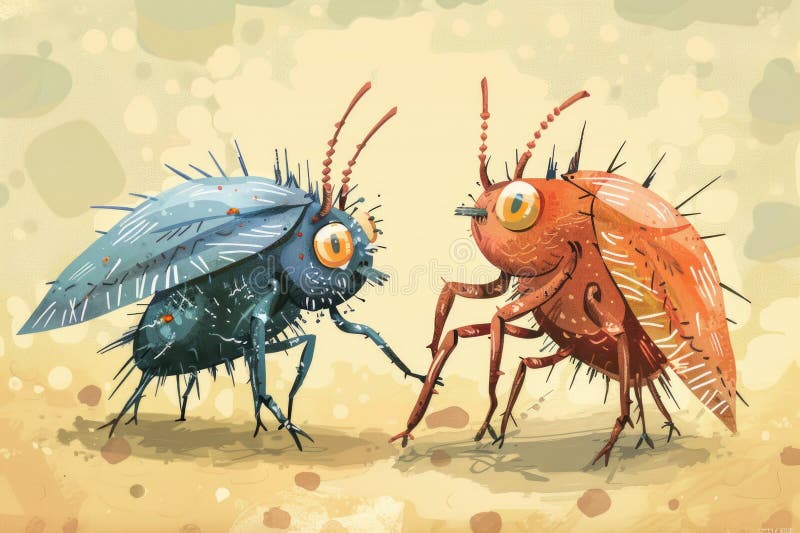 A Close-up View of Two Small Bugs Sitting Side by Side on a Leaf, with ...