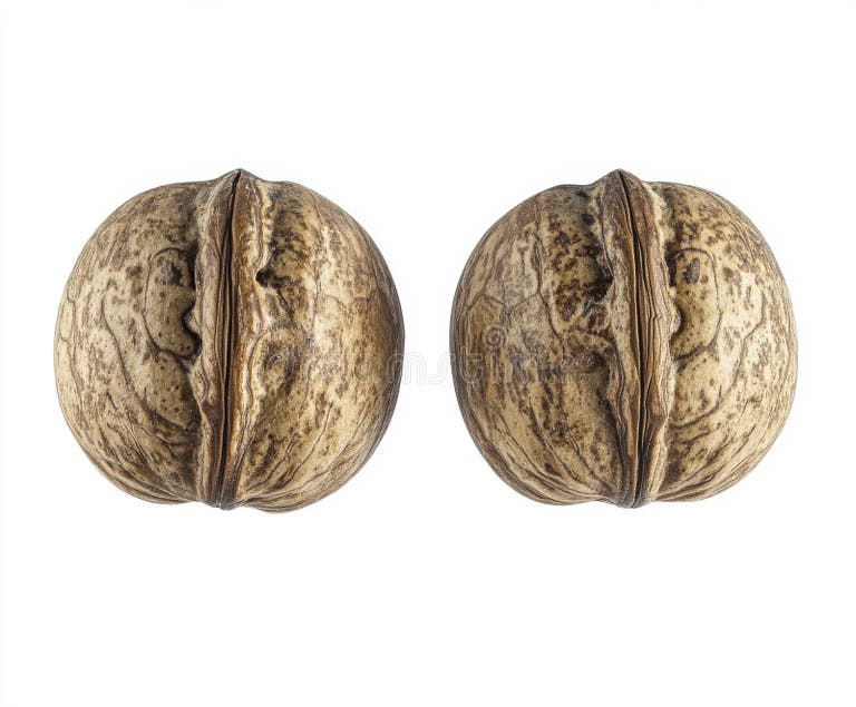Two Brown Mottled Spherical Seeds on White Background Stock ...