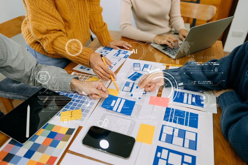 Close Up View Of Ui Developer Team Brainstorming On Their Project With