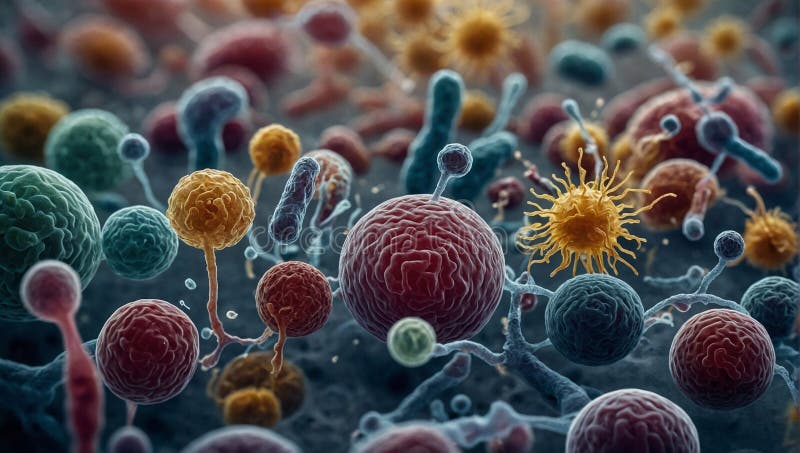 Close Up View Under a Microscope of Abstract Bacteria Cells Colony of ...