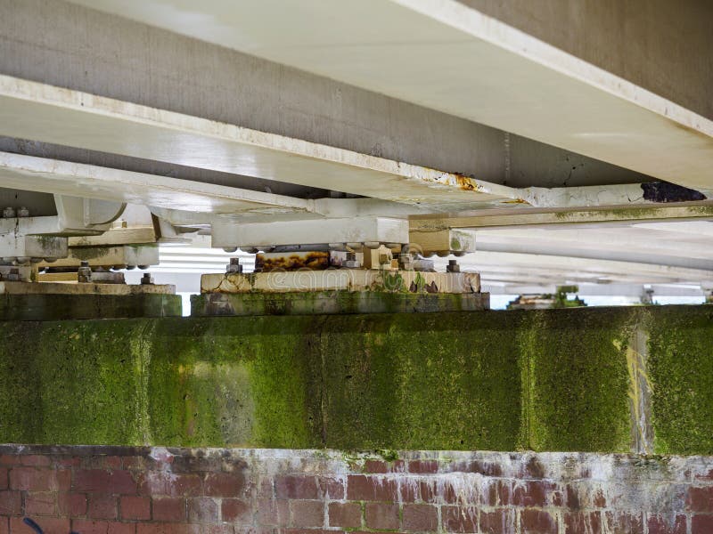 Close-up View of the Understructure of a Bridge Showing Steel Beams ...