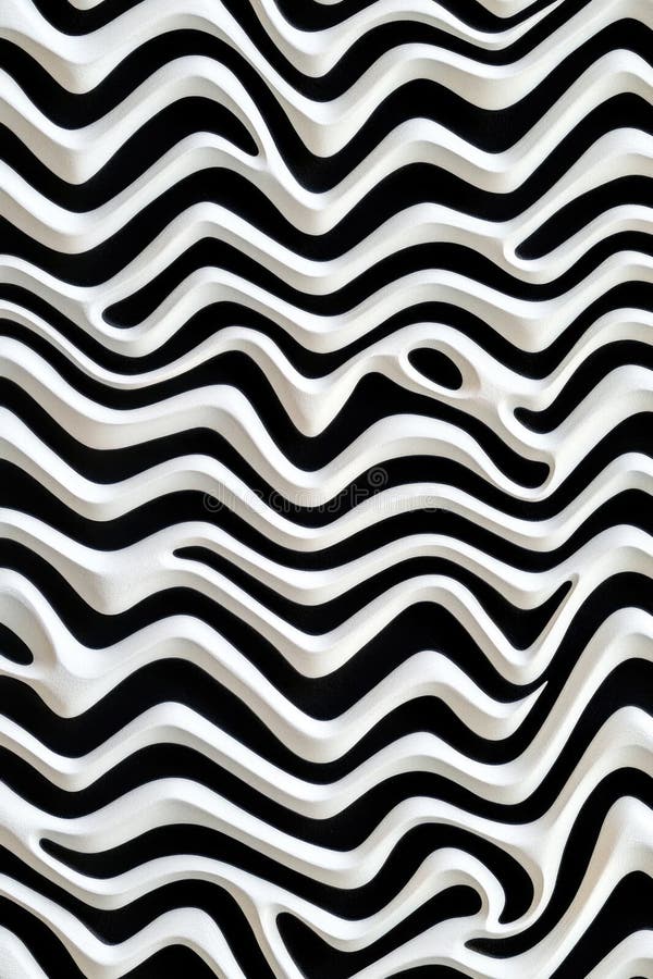 A Close-up View of a Unique Black and White Wave Pattern Stock Image ...